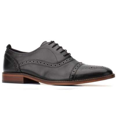 Base London Cast BLACK Leather punched toe cap oxford shoe RRP £79.99 ...