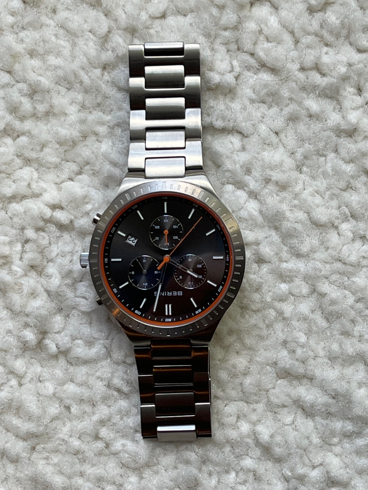 Bering Time Titan Chrono Silver Titanium Case and Strap Men's Watch ...