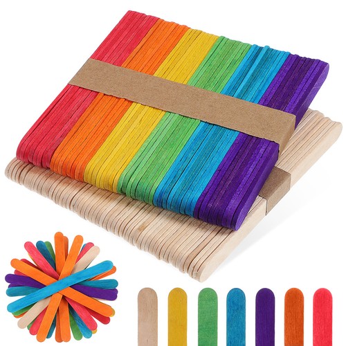 100Pcs Wood Sticks Colored Wooden Craft Sticks Waxing Sticks for DIY ...