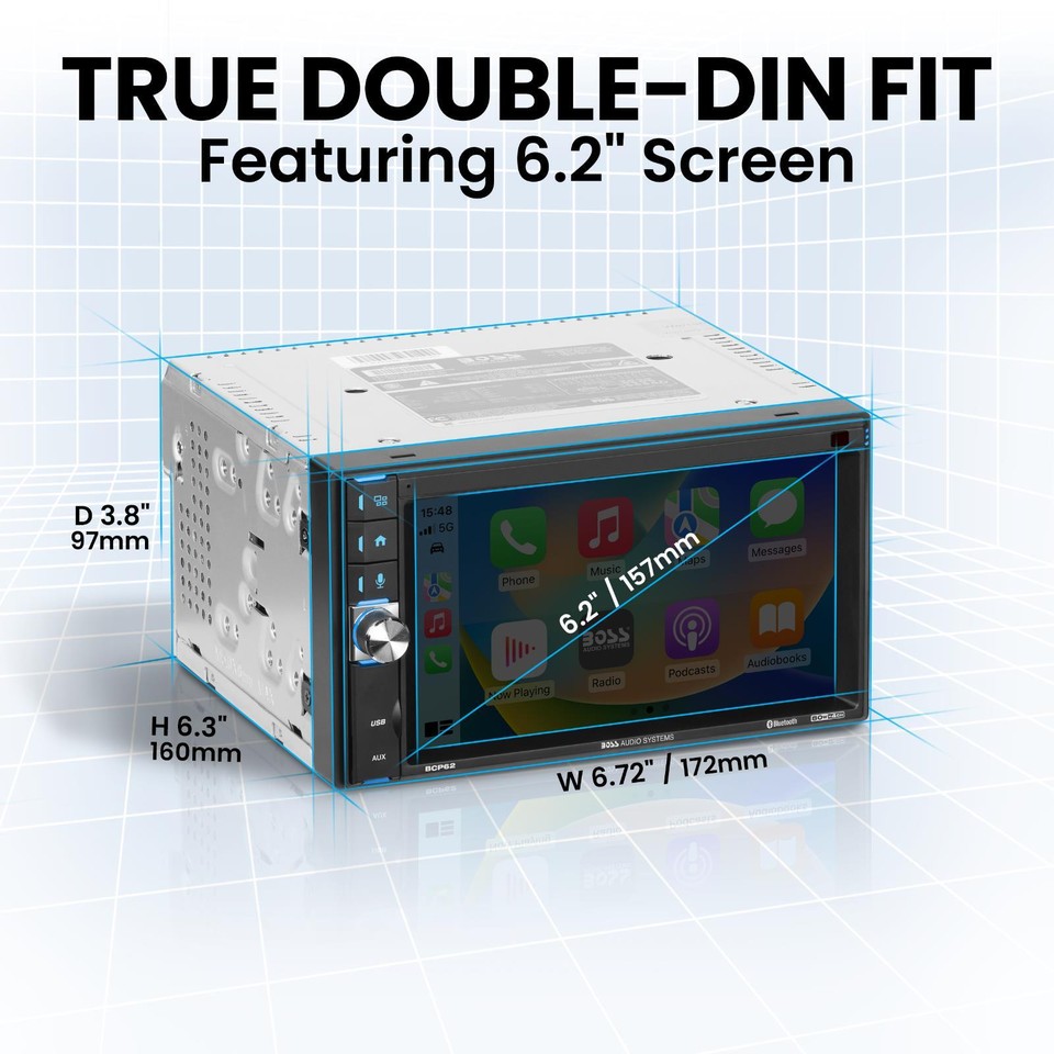 BOSS Audio Systems BCP62 6.2” Car Stereo - CarPlay, Touchscreen, No DVD ...