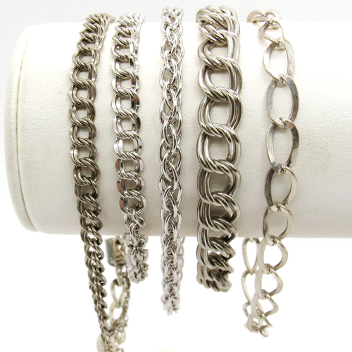 Lot of 5 Sterling Silver .925 Double Link Rolo Wide Cord Cuban Chain ...