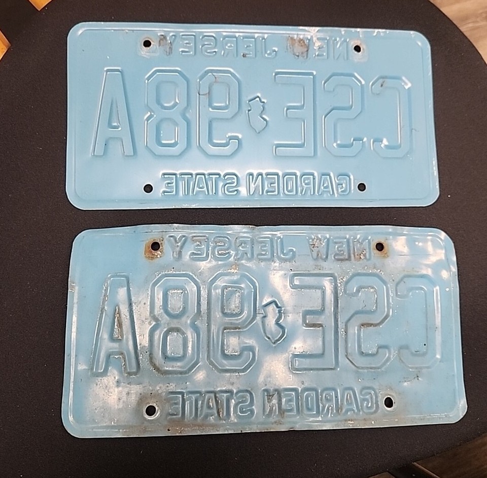 New Jersey License Plates Matched Pair "CSE-98A" NJ Expired Blue 1980s ...