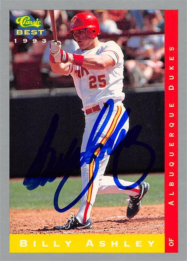 Billy Ashley autographed baseball card Albuquerque 1993 Classic Best ...