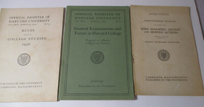 1929-1930 Lot 3 BOOKLETS Official Register of HARVARD University RULES ...