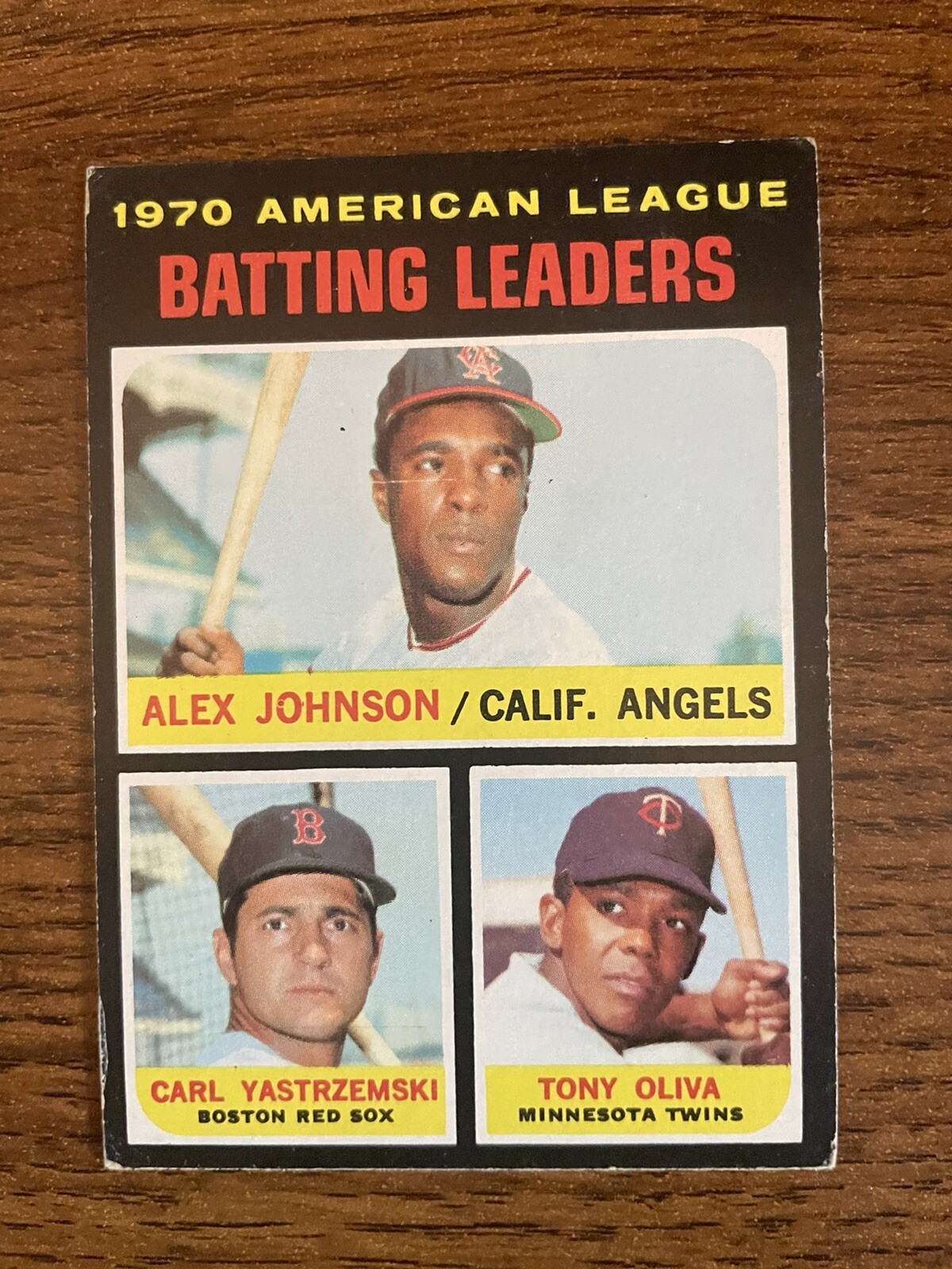 1971 Topps AL 1970 Batting Leaders - Alex Johnson/Carl Yastrzemski/Tony ...