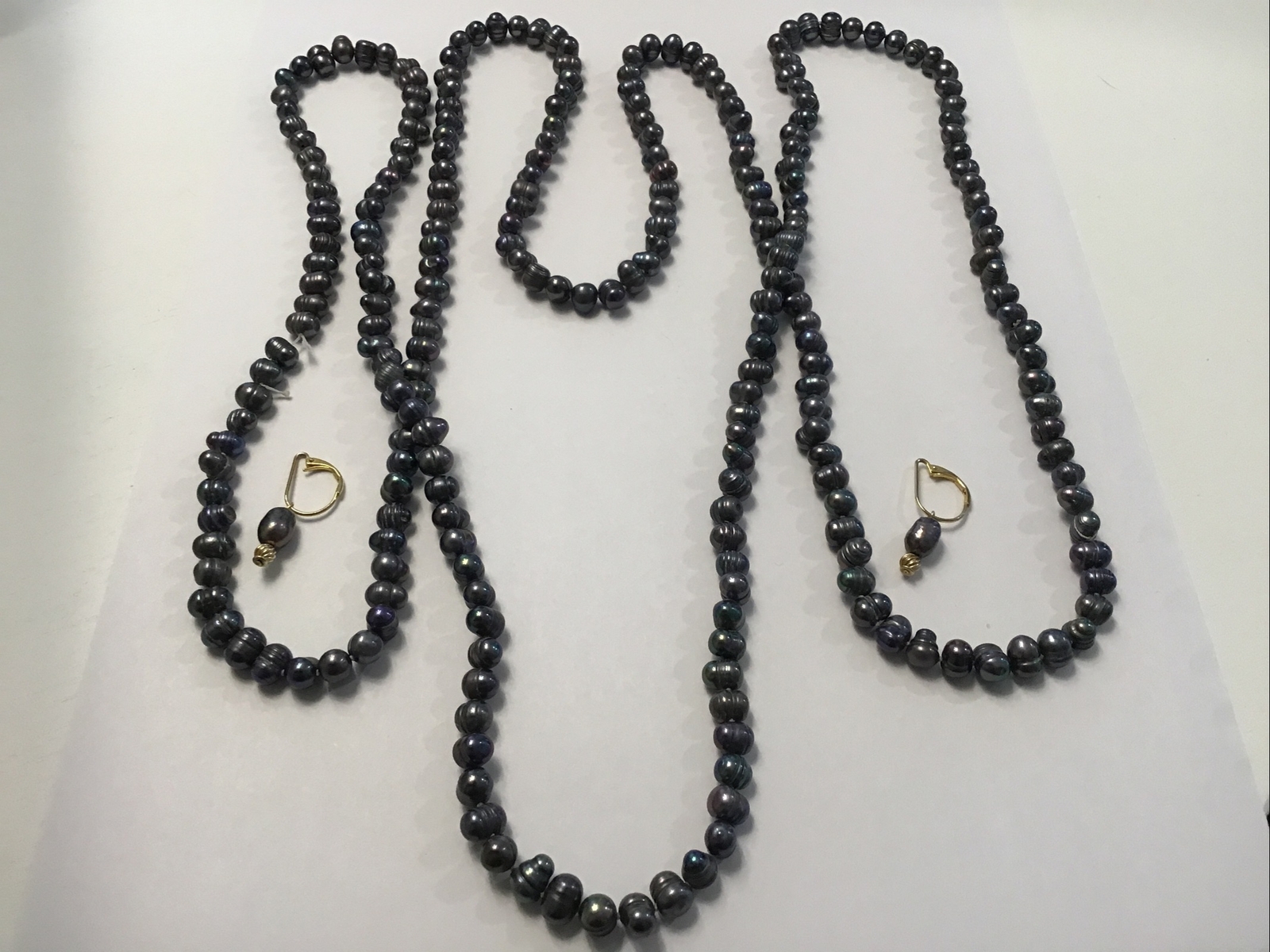 32in Black Tahitian Circle Pearl Necklace With Black … - Gem