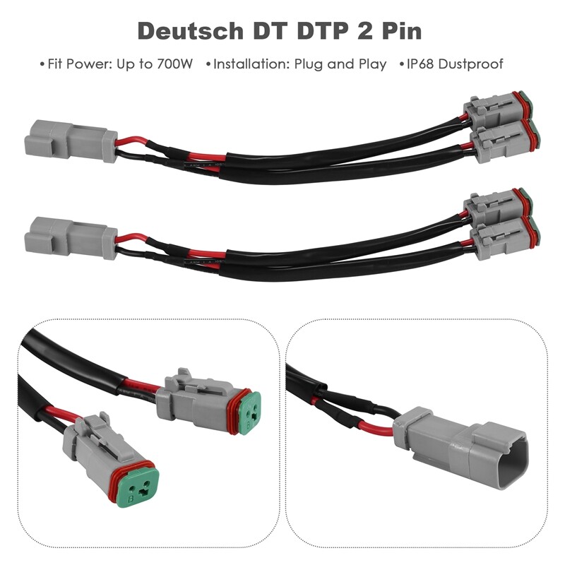 Y Type Leads Deutsch DT DTP 2 Pin Socket Adapter for LED Pod Work ...
