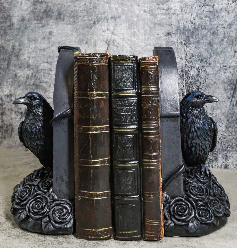 Dark Prophecy Raven Crow Perching On Black Roses Tombstone Figurine ...