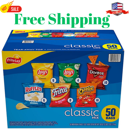 Frito-Lay Classic Mix Variety Pack Chips 50 Count – Snack Bags Family ...