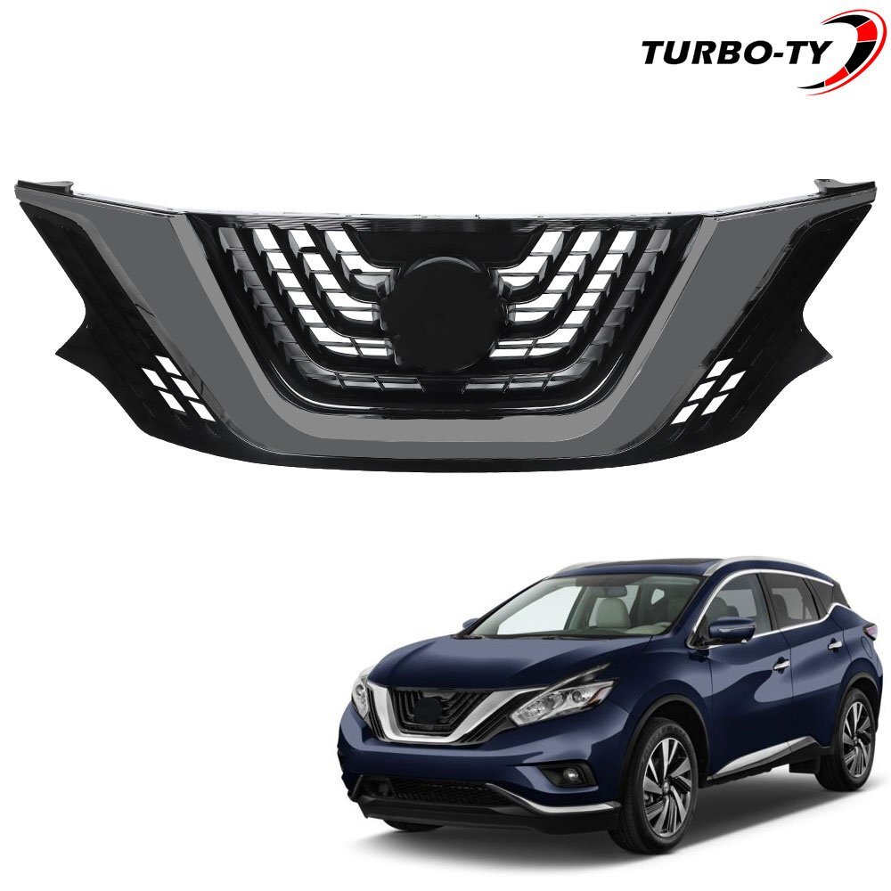 Front Bumper Upper Grille Grill Chrome & Black Fit For 2015-2018 Nissan ...