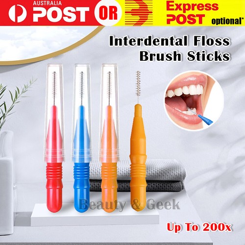Up to 200PCS Interdental Brush Floss Sticks Tooth Floss Head Toothpick ...
