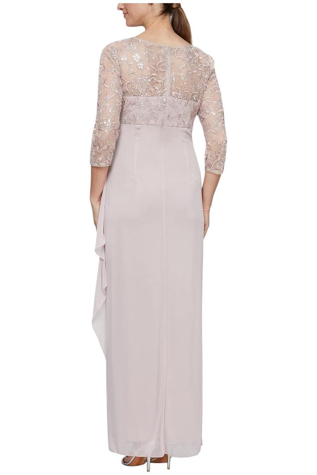 Alex Evenings Women's Long Lace Top Empire Waist Dress Faded Rose | eBay