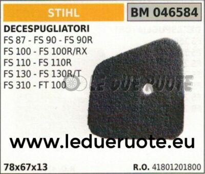 41801201800 Filtre à Air Débroussailleuse STIHL FS 87 90 90R 100 100R ...