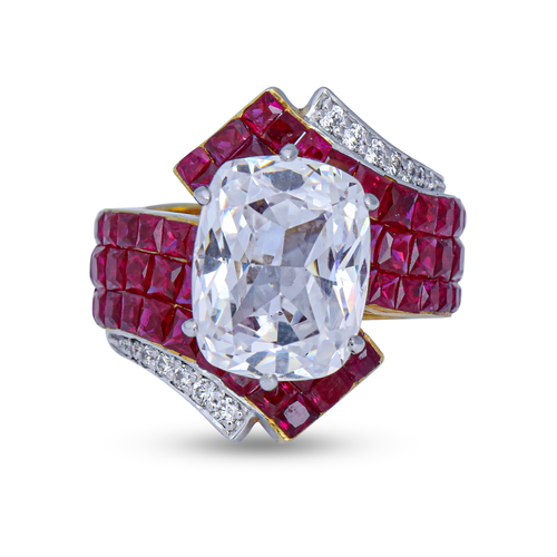 Invisible Set Lab Ruby 9ct Cushion Engagement Ring for Women 925 ...