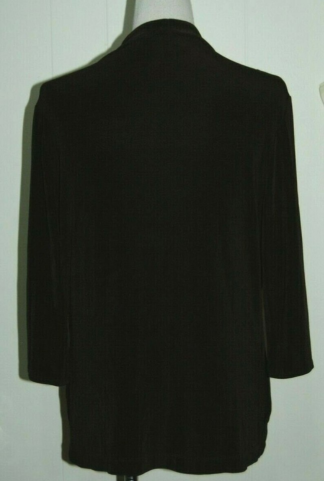 Chico's Travelers Acetate Slinky Brown Open Pockets Cardigan Jacket ...