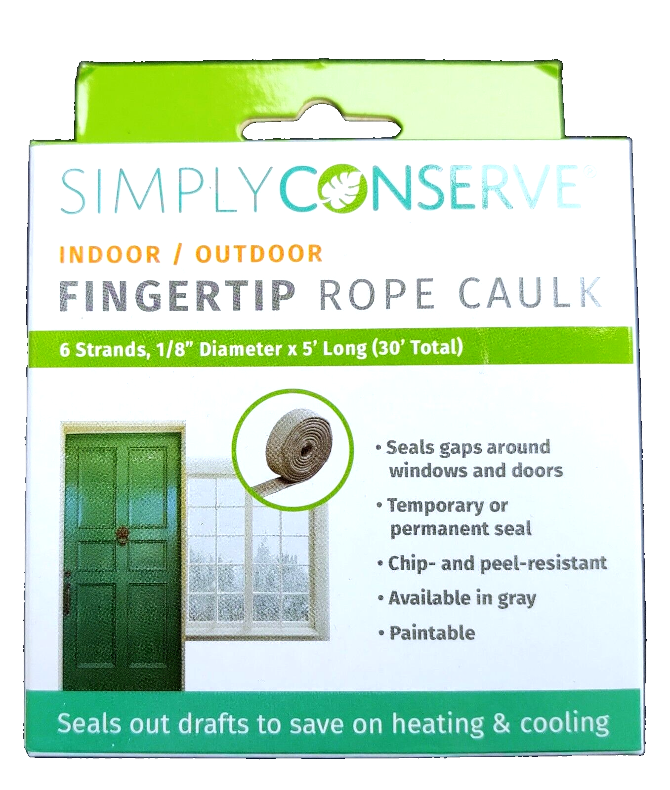 NEW! Simply Conserve Rope Caulk 6 strands 1/8" Diameter 30 Ft indoor ...