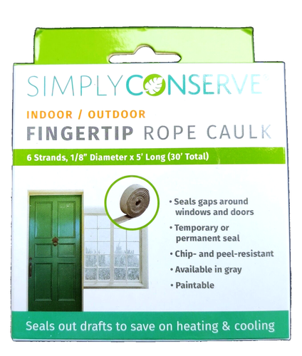 NEW! Simply Conserve Rope Caulk 6 strands 1/8" Diameter 30 Ft indoor ...
