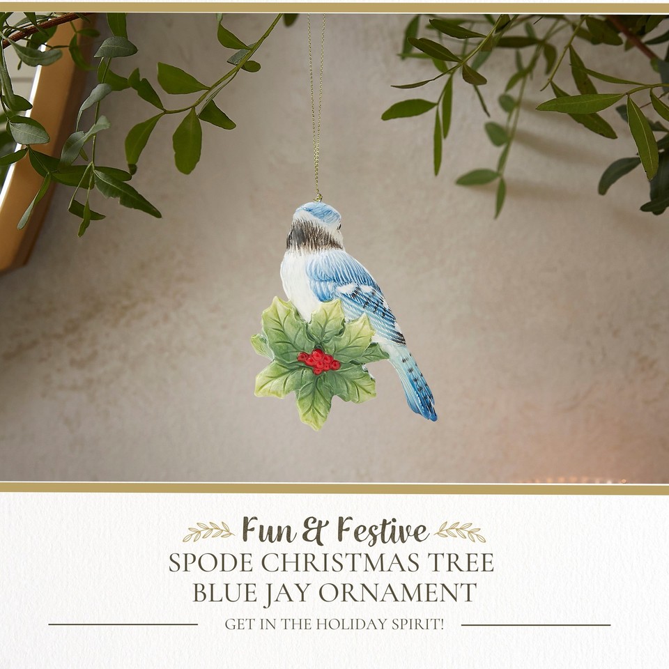 Spode Blue Jay Christmas Tree Ornament - Hand Painted Festive Holiday ...