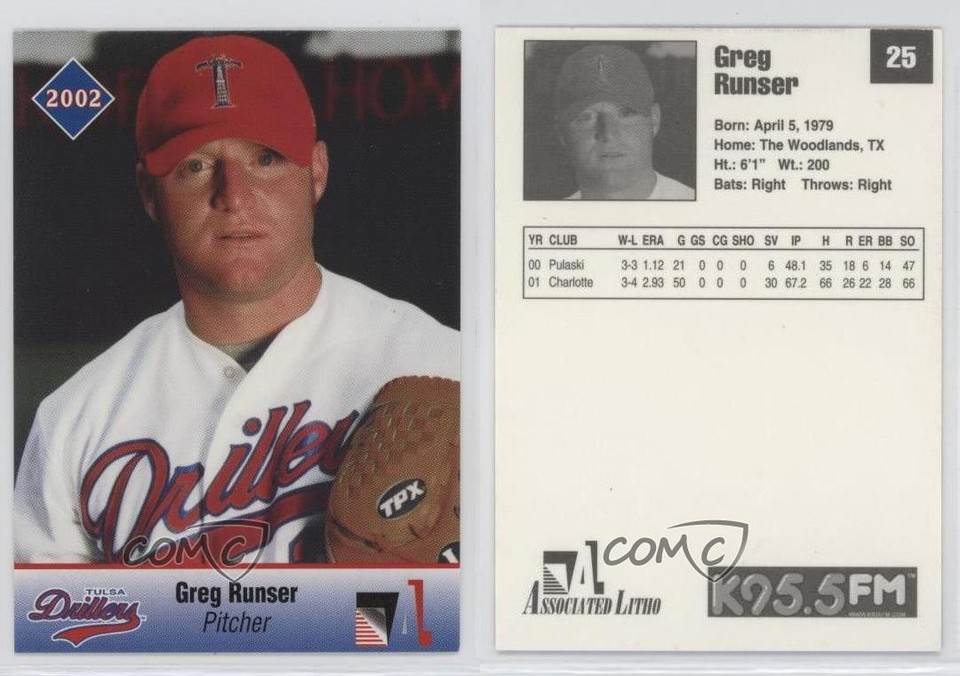 2002 Tulsa Drillers Team Issue Greg Runser #25 0q3 | eBay