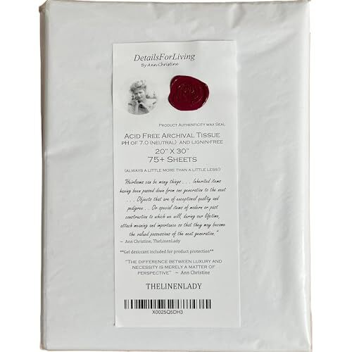 25 Sheets 24" x 36" The Linen Lady's Acid Free Archival Tissue Paper ...