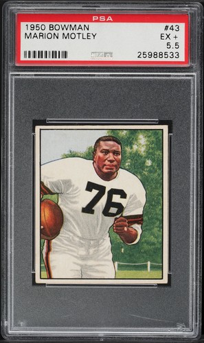 1950 Bowman FB Card # 43 Marion Motley Browns HOF ROOKIE RC PSA 5.5 EX+ ...