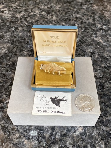 Sid Bell Originals 14K Yellow Gold Bear Animal Tie Clip Hand Carved ...