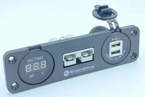 ENERDRIVE 50Amp Anderson Plug Flush Mount faceplate Volt Gauge Dual USB ...