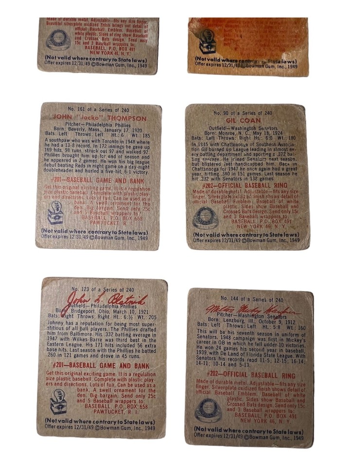 1949 Lot Of 19 Bowman Baseball Cards Kerr Ostermueller Higbe McCosky ...