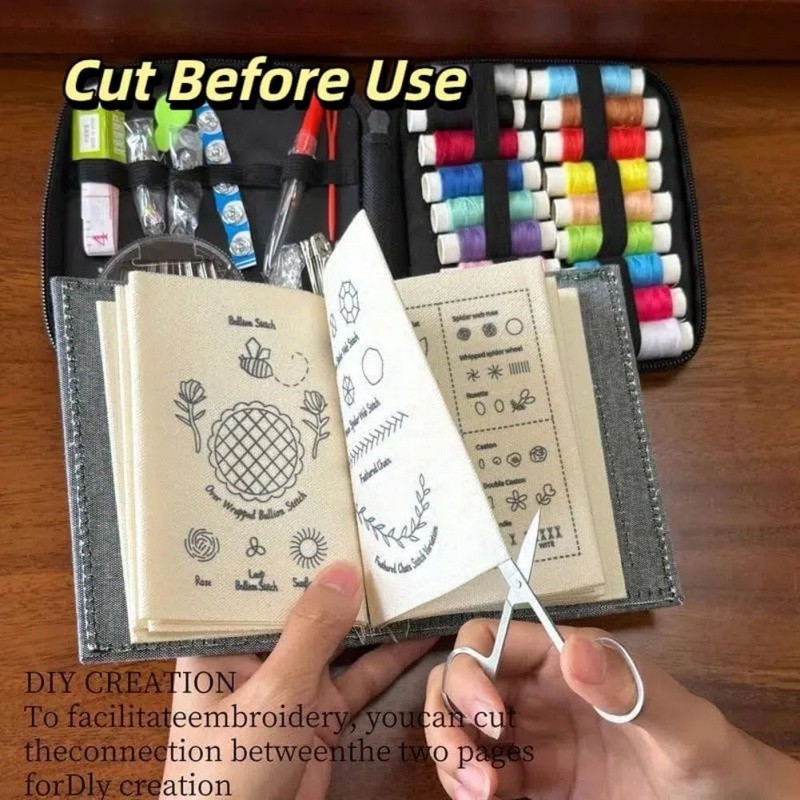 DIY Embroidery Stitch Book & Sewing Tools Threads Needles Kit for ...