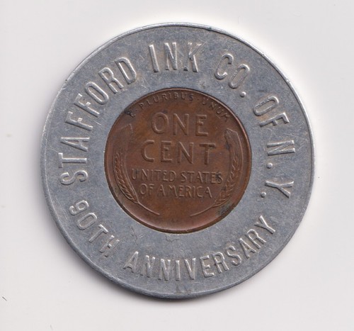 Stanford Ink Co of NY Encased Cent Good Luck Token Encased 1948 Lincoln ...