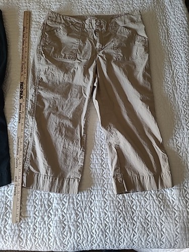 2 Pair Dockers Capri Pants Womens 14 Black Tan Khakis | eBay