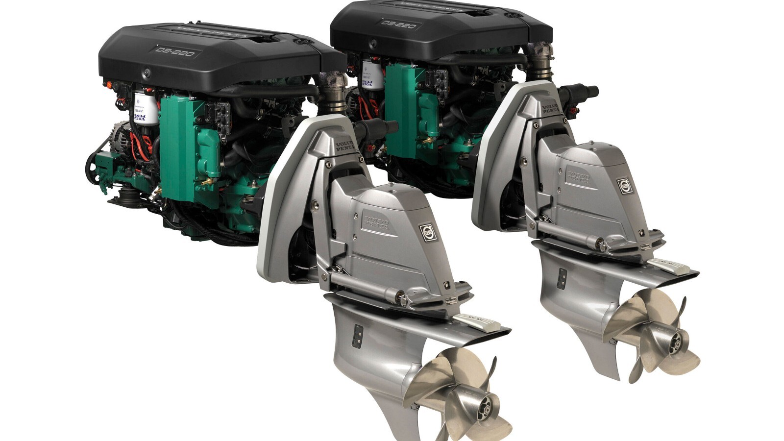 Pair Twin Volvo Penta D3-200 A-F 200HP Diesel Transom SternDrives DPS ...
