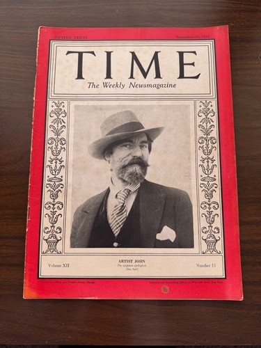 1928 SEPTEMBER 10 TIME MAGAZINE - ARTIST AUGUSTUS JOHN - Vintage ...