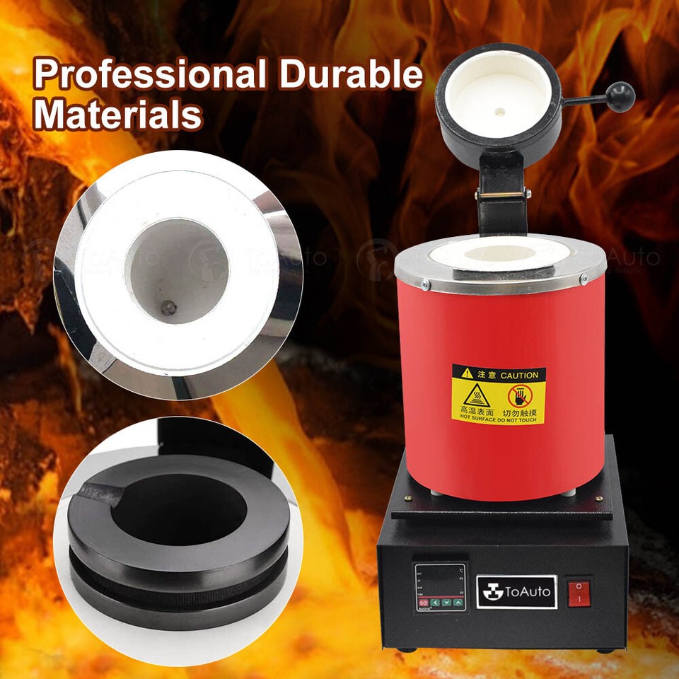3KG Digital Metal Melting Furnace Kit Smelter Kiln Refining Gold Silver ...