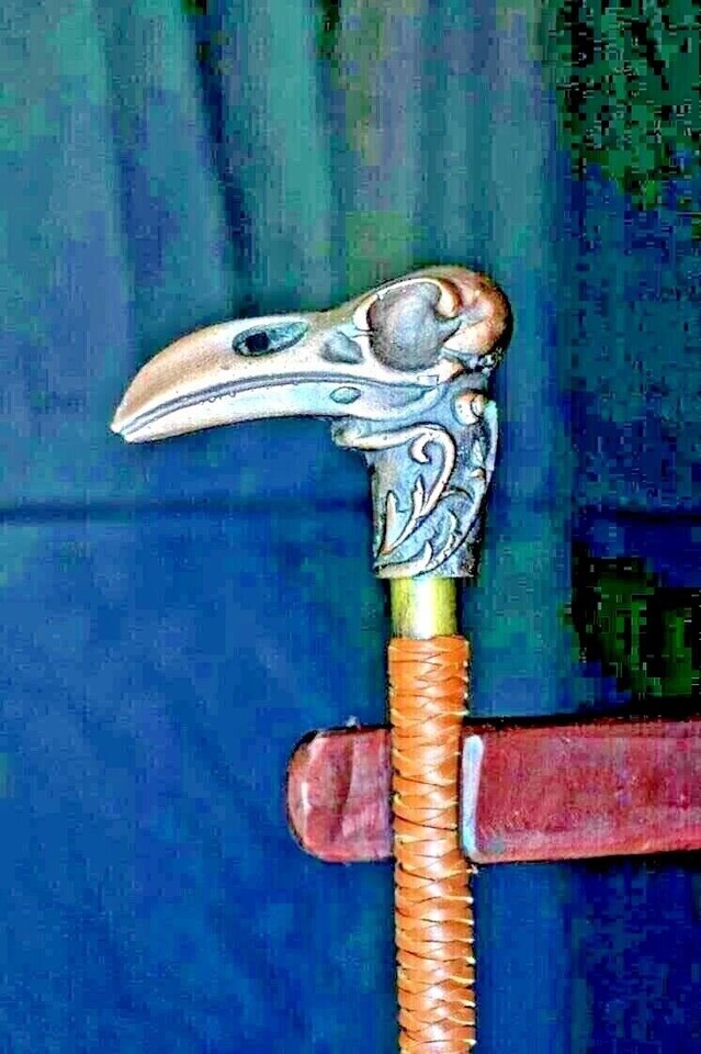 Antique Raven Skull handle for Walking Stick Fancy dress Prop heavy ...