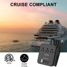 Cruise Essentials,6 Ft Power Strip with 3 Outlets and 4 USB Ports(1 USB ...