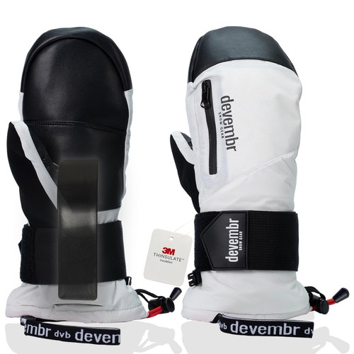 Ski Mittens with Wrist Guards, Waterproof Snowboarding Mittens, White ...