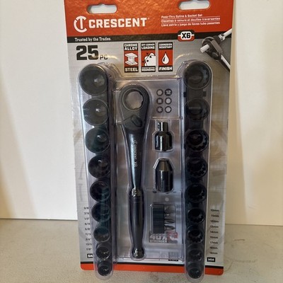 NEW Crescent 25 Piece 3/8" Drive Pass-Thru X6 Standard Spline Mechanics ...