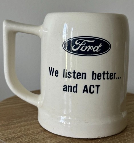 Vintage Ford Motor Company Ceramic Beer Mug Stein Logo WE LISTEN BETTER ...