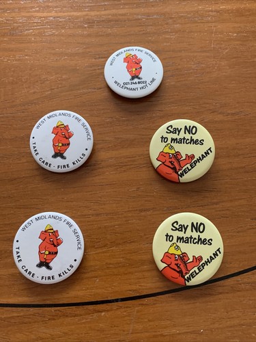 WEST MIDLANDS FIRE SERVICE WELEPHANT PICTURE BADGES (x 5) | eBay UK