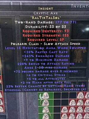 eth cryptic axe polearm insight for mercs d2 Xbox Sc | eBay