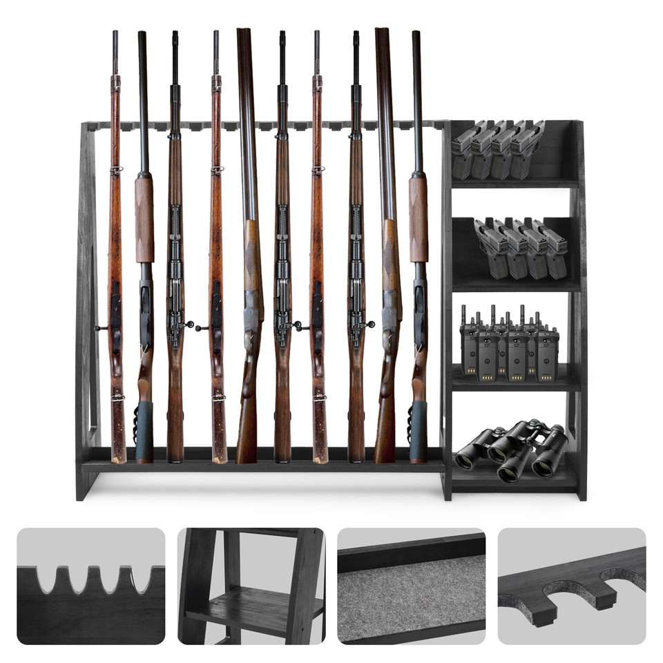 Wooden Gun-Rack Rifle + Pistol Standing Rack Indoor & Outdoor Display ...