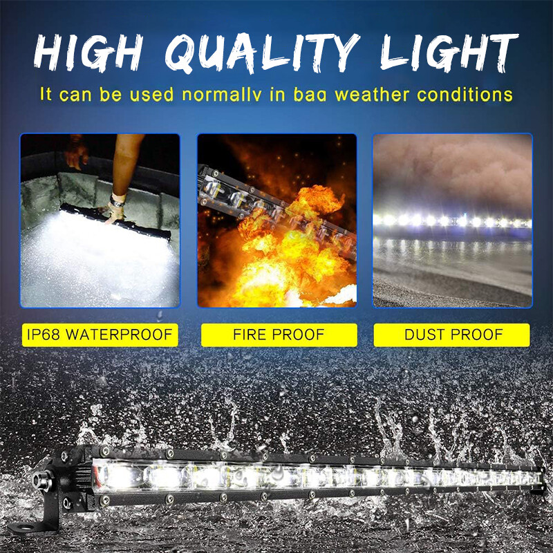 8 INCH SLIMEST LED Light Bar Spot Beam Fog Snow Lamp for Truck 4WD UTV ...