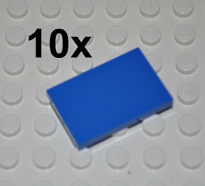LEGO PARTS - 10X BLUE TILES 2X3 STUDS - FLAT SMOOTH FLOOR BUILDING ...