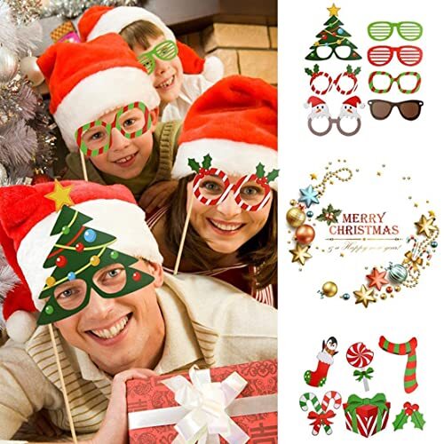 32pcs Christmas Photo Booth Props Party Decorations for Girls Kids ...