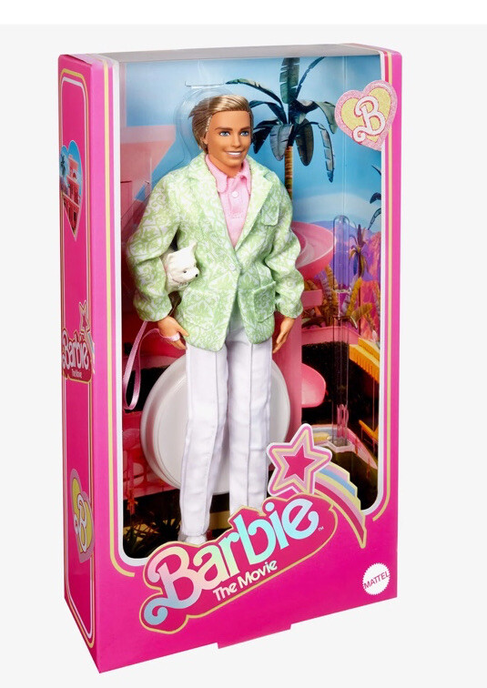 Barbie The Movie Sugar’s Daddy Ken Doll in Pastel Suit With Dog Barbie ...