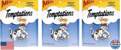 Temptation Indoor Care,Mega (3 Pack) Chicken Flavor Cat Treats 4.9 Oz ...