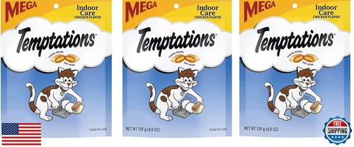 Temptation Indoor Care,Mega (3 Pack) Chicken Flavor Cat Treats 4.9 Oz ...