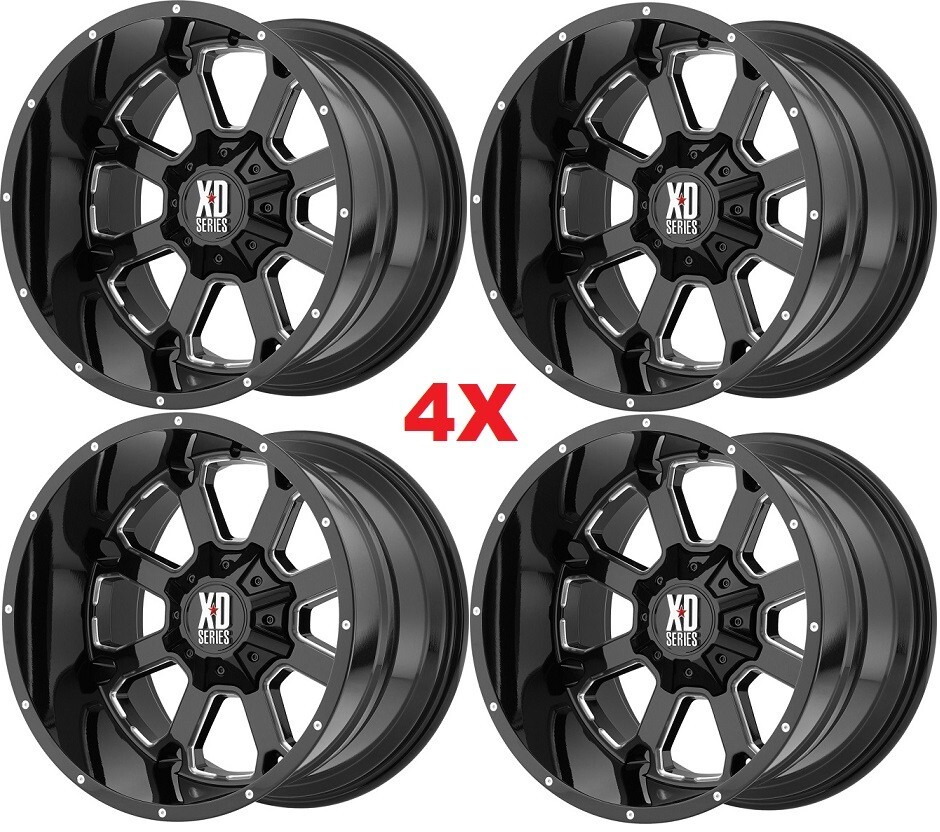 20X10 XD825 6X5.5 GLOSS BLACK MILLED WHEELS RIMS CHEVY GMC SIERRA ...