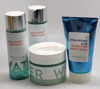 Bath & Body Works Aqua Burst Hyaluronic Body Cream & Mineral Polish Set ...